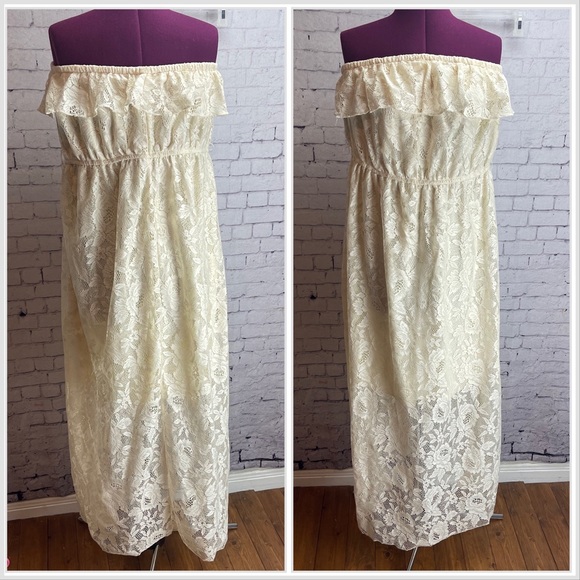 Trixxi | Dresses | Trixxi Size 2x Cream Colored Lace Strapless Maxi ...